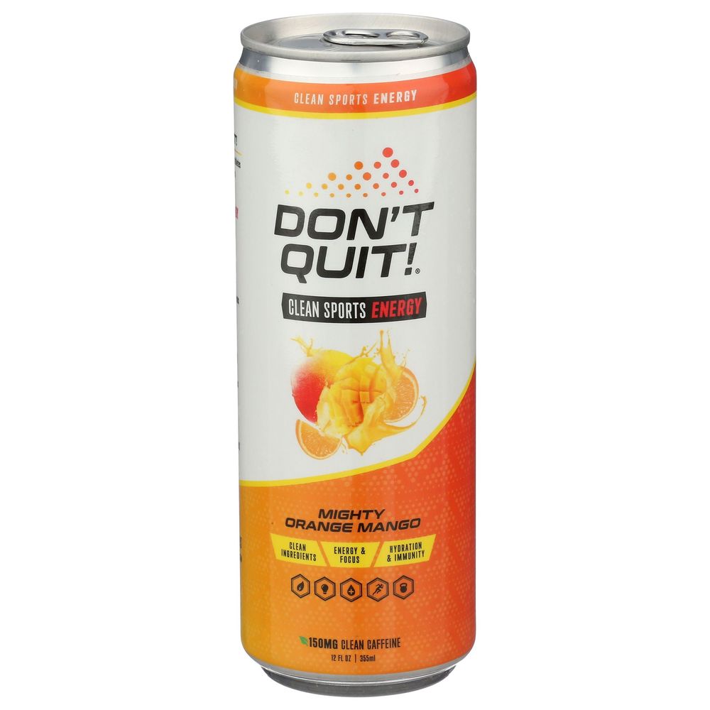 Dont Quit Clean Sports Mighty Orange Mango Energy Drink, 12 Fluid Ounce -- 12 per case