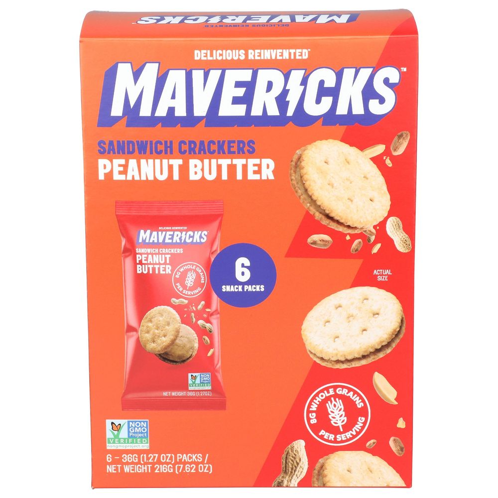 Mavericks Peanut Butter Sandwich Cracker, 1.27 Ounce -- 36 per case