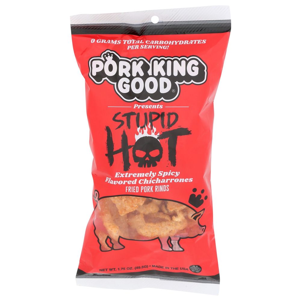 Pork King Good Stupid Hot Pork Rinds, 1.75 Ounce -- 12 per case