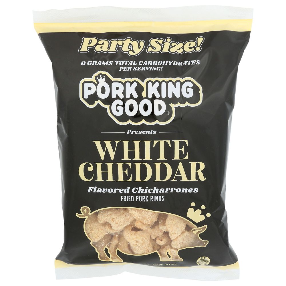 Pork King Good White Cheddar Pork Rinds, 7 Ounce -- 6 per case