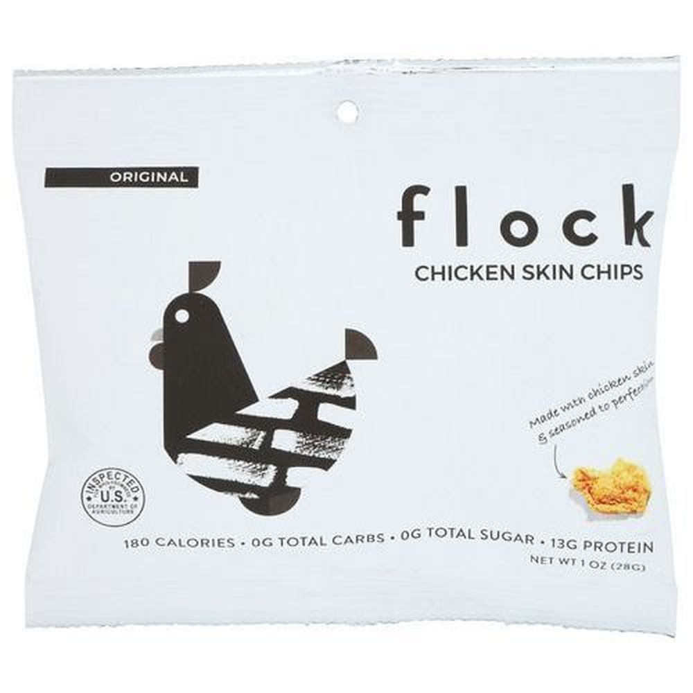 Flock Original Chicken Skin Chips, 1 Ounce -- 8 per case
