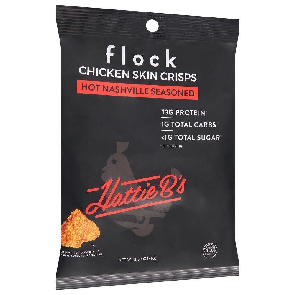 Flock Hot Nashville Seasoned Chicken Skin Crisps, 2.5 Ounce -- 8 per case