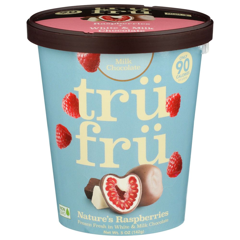 Tru Fru White and Milk Chocolate Covered Raspberries, 5 Ounce -- 8 per case