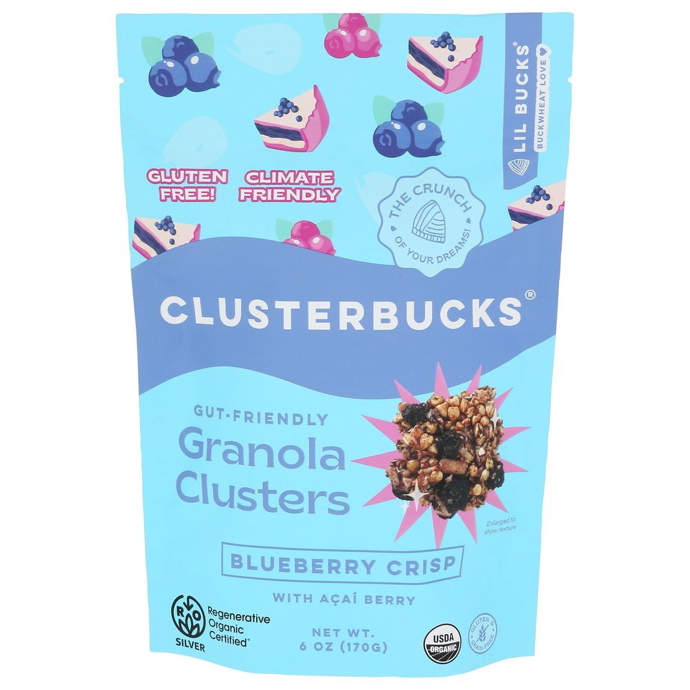 Lil Bucks Organic Blueberry Crisp Gut Friendly Granola Cluster, 6 Ounce ...