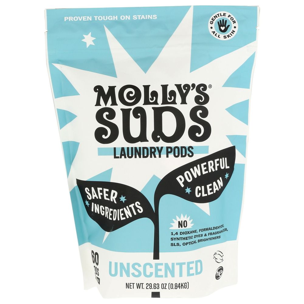 Mollys Suds Unscented Laundry Powder Pods, 29.63 Ounce -- 6 per case