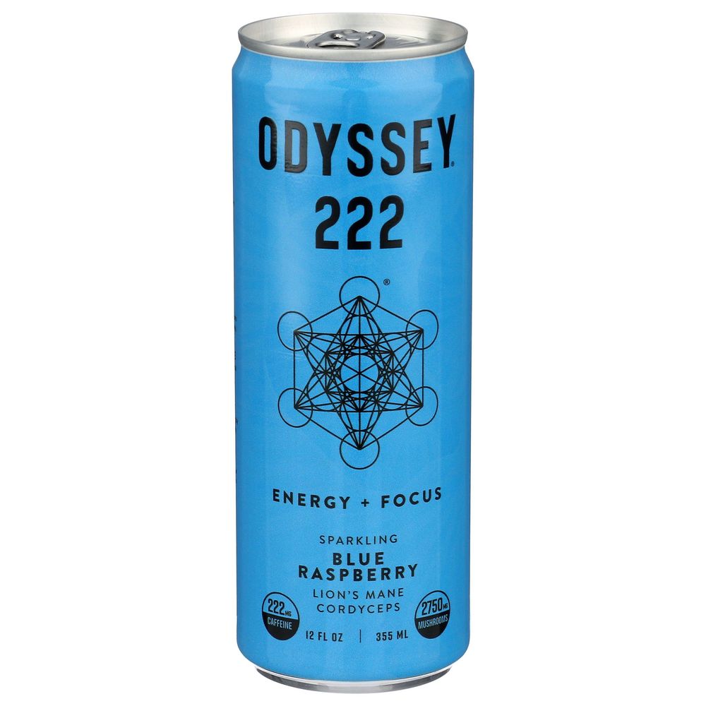 Odyssey 222 Blue Raspberry Sparkling Energy Plus Focus Drink, 12 Fluid ...