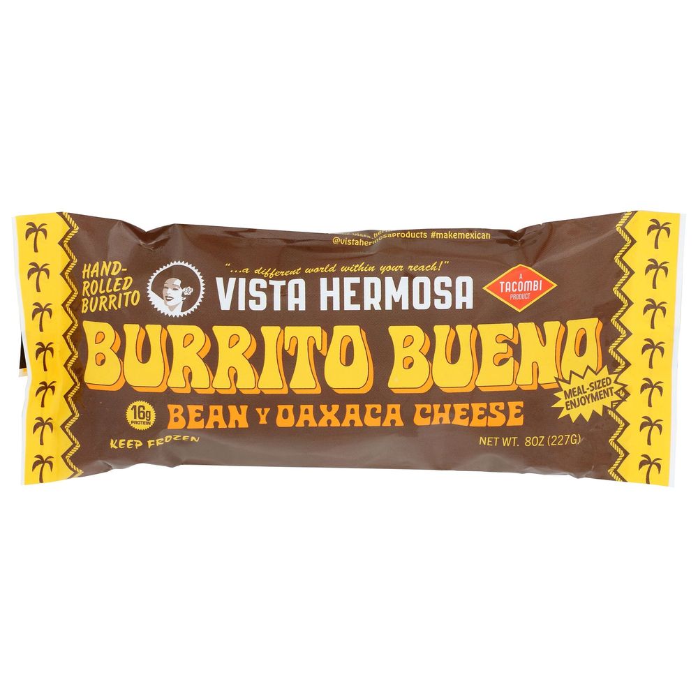 Vista Hermosa Buena Bean and Oaxaca Cheese Burrito, 8 Ounce -- 10 per case