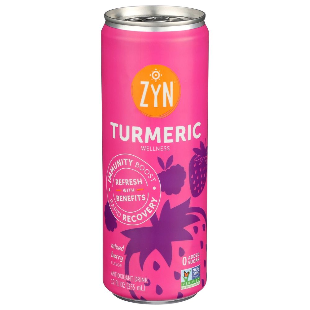 Zyn Mixed Berry Turmeric Wellness Drink, 12 Fluid Ounce -- 6 per case
