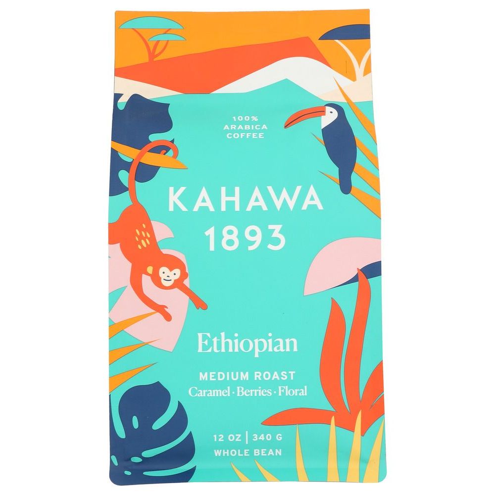 Kahawa 1893 Ethiopian Medium Roast Whole Bean Coffee, 12 Ounce -- 6 per ...
