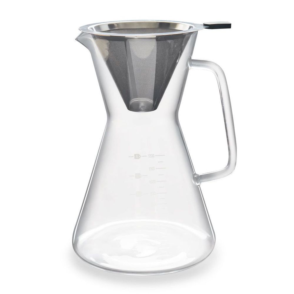 London Sip Glass Coffee Carafe with Reusable Filter, 1200 Milliliter