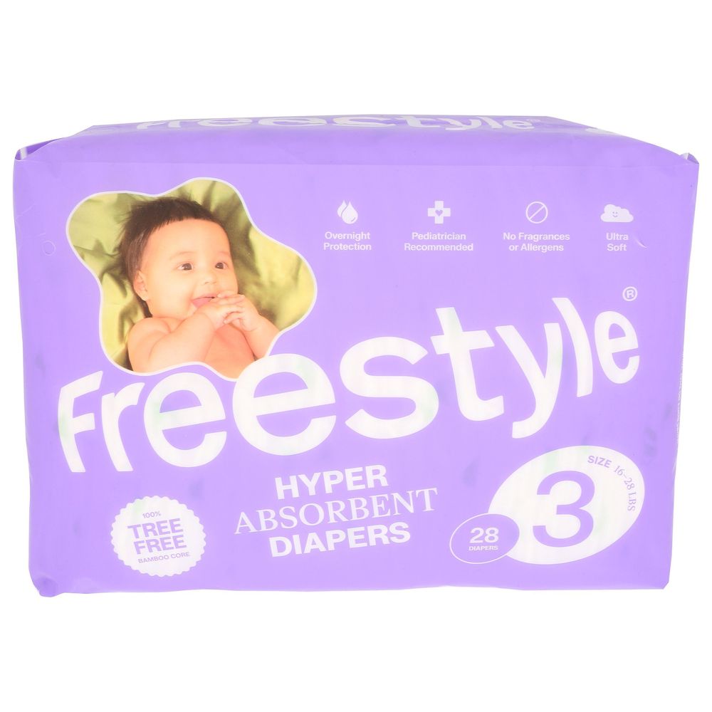 Freestyle Baby Size 3 Hyper Absorbent Diapers, 28 count -- 6 per case
