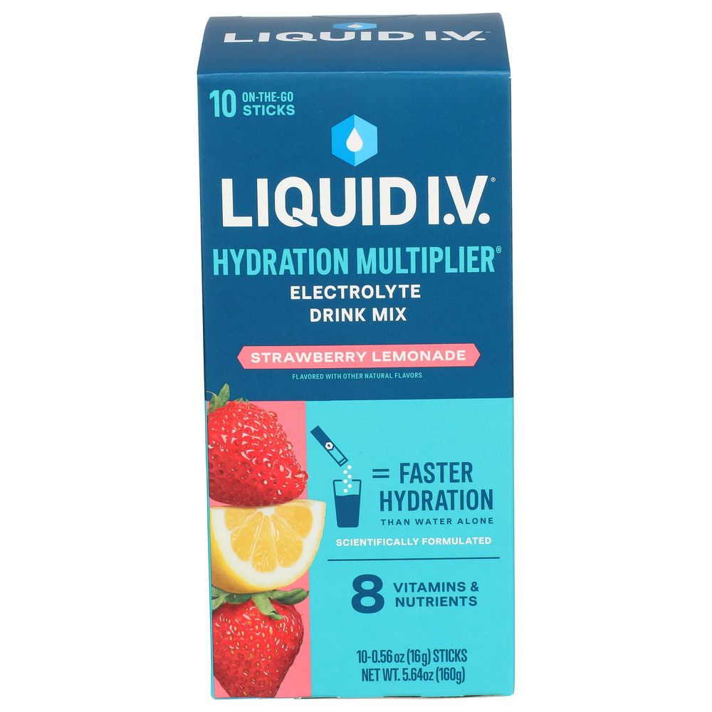 Liquid IV Hydration Multiplier Strawberry Lemonade Electrolyte Drink ...