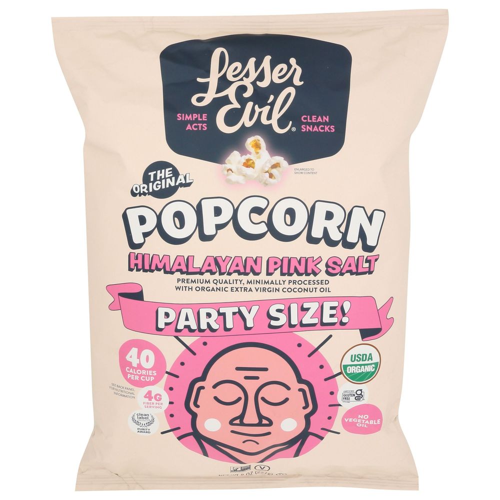 Lesser Evil Organic Himalayan Pink Salt Popcorn, 8 Ounce -- 7 per case