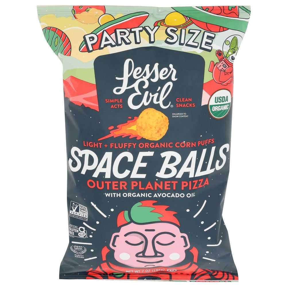 Lesser Evil Organic Less Pizza Plant Spice Ball Corn Puffs, 7 Ounce ...