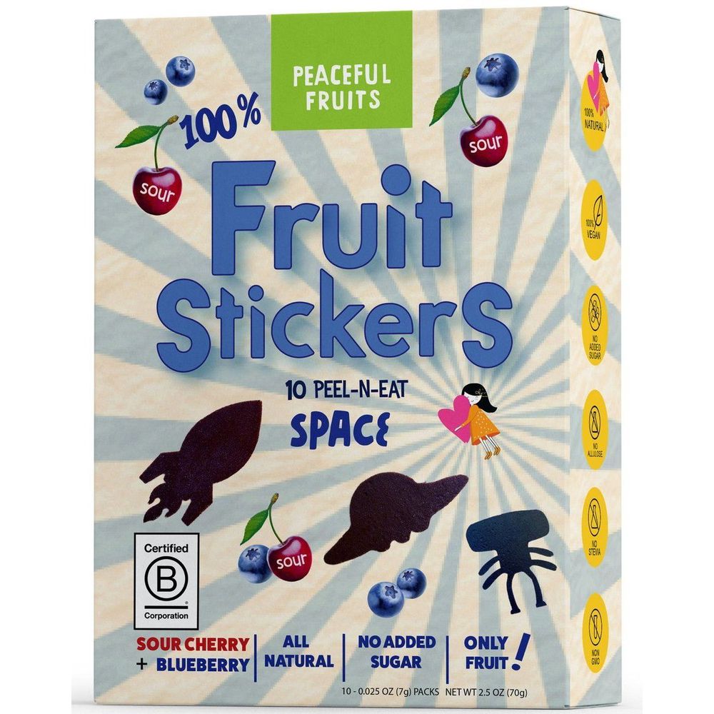 Peaceful Fruits Space Sour Cherry and Blueberry Fruit Stickers, 2.5 ...