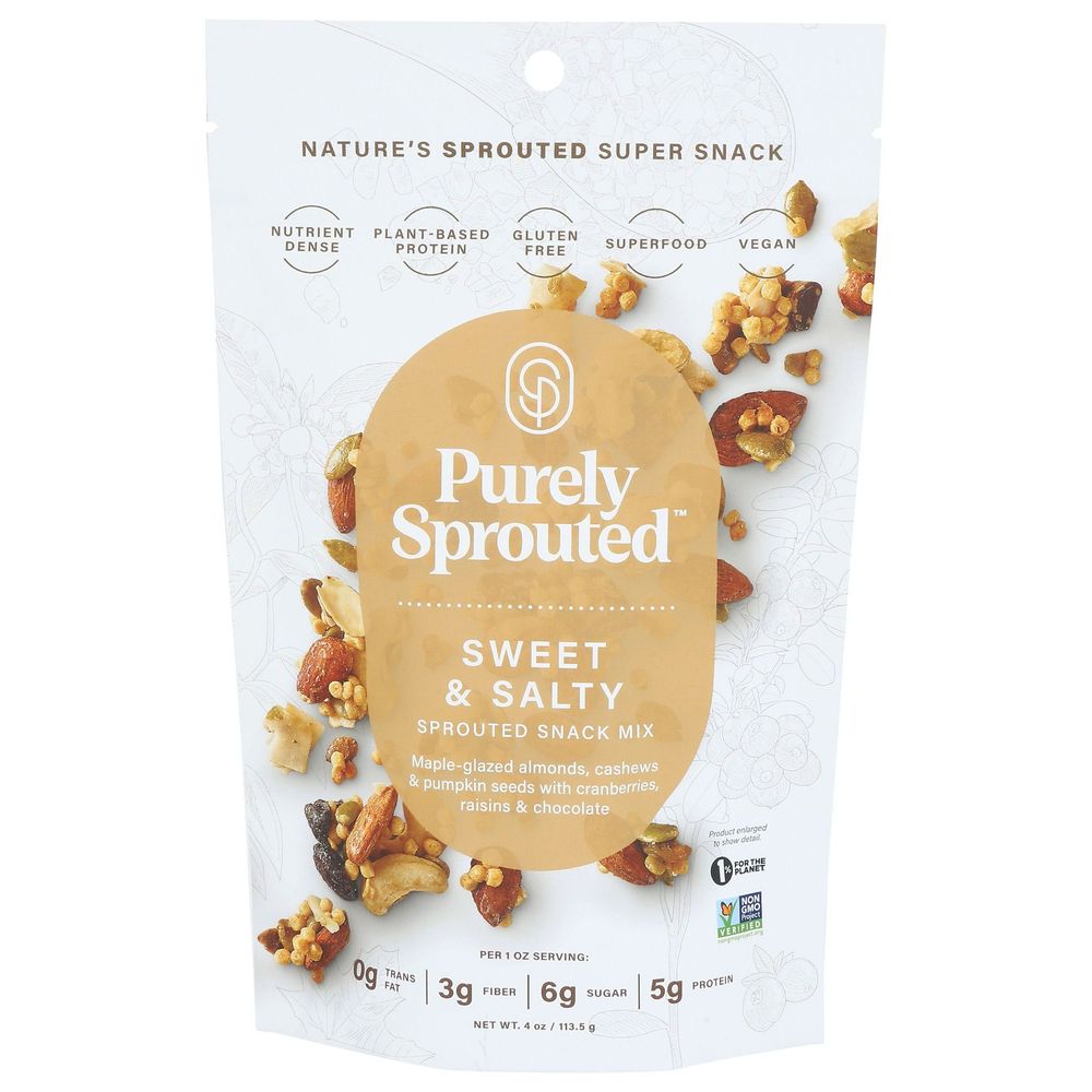Purely Sprouted Sweet Salty Sprouted Snack Mix, 4 Ounce -- 6 per case
