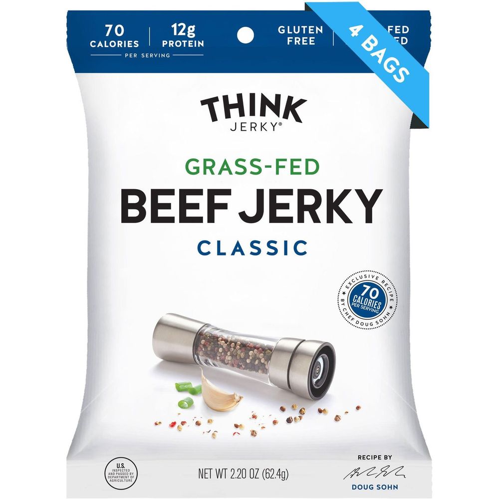 Think Jerky Classic Grass Fed Beef Jerky, 2.2 Ounce -- 8 per case