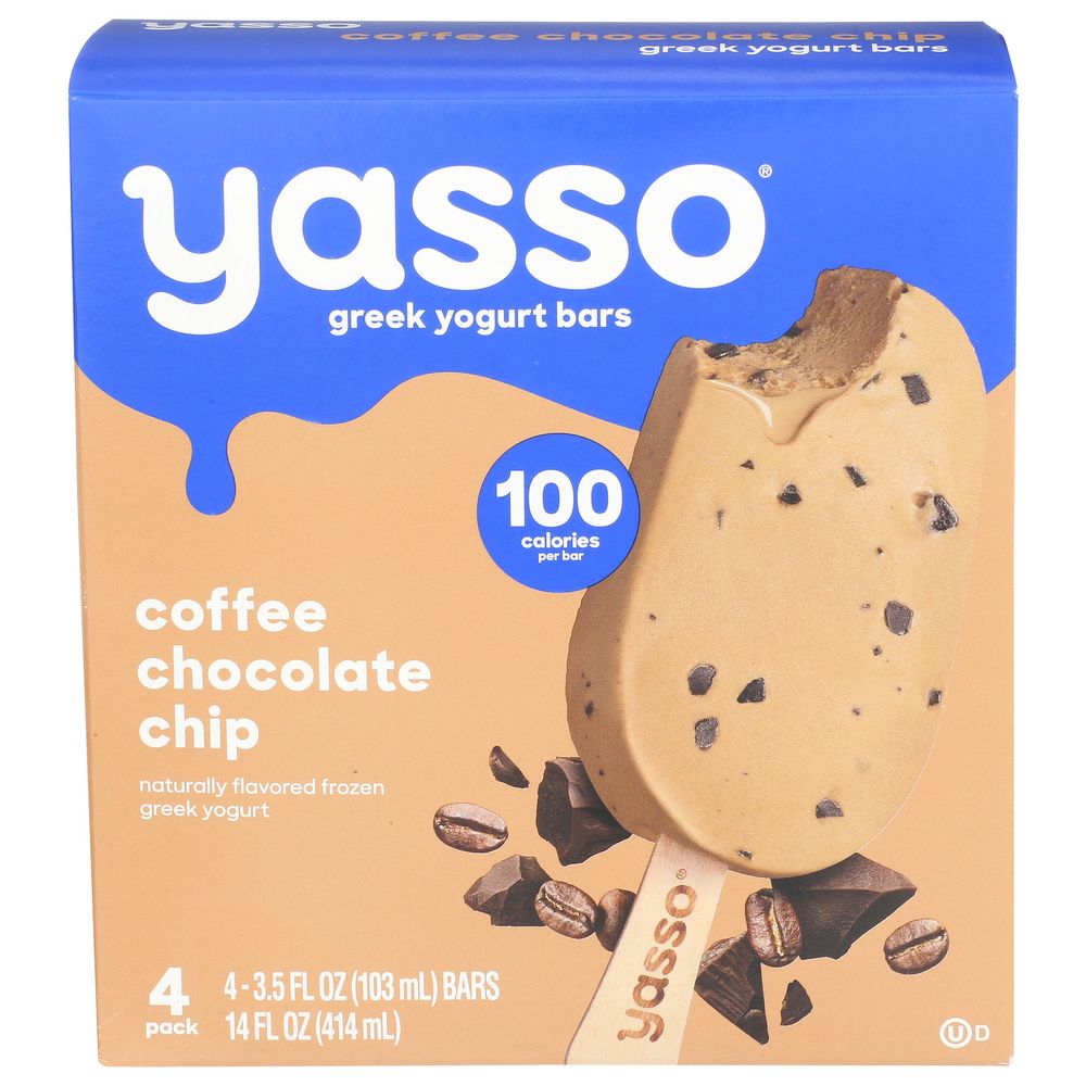 Yasso Coffee Chocolate Chip Greek Yogurt Bar, 4 count -- 8 per case
