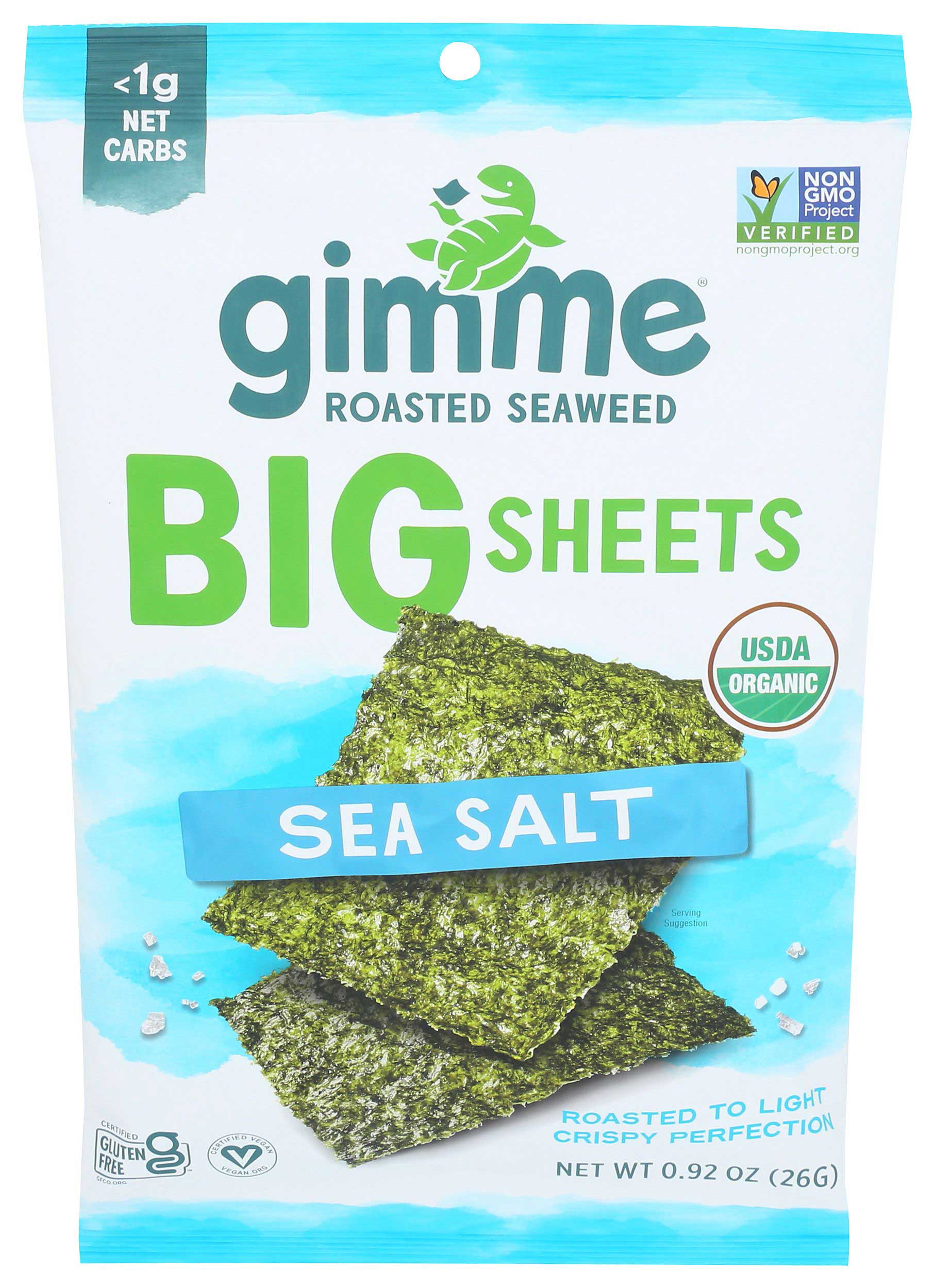 Gimme Organic Big Sheets Sea Salt Roasted Seaweed Snacks, 0.92 Ounce ...