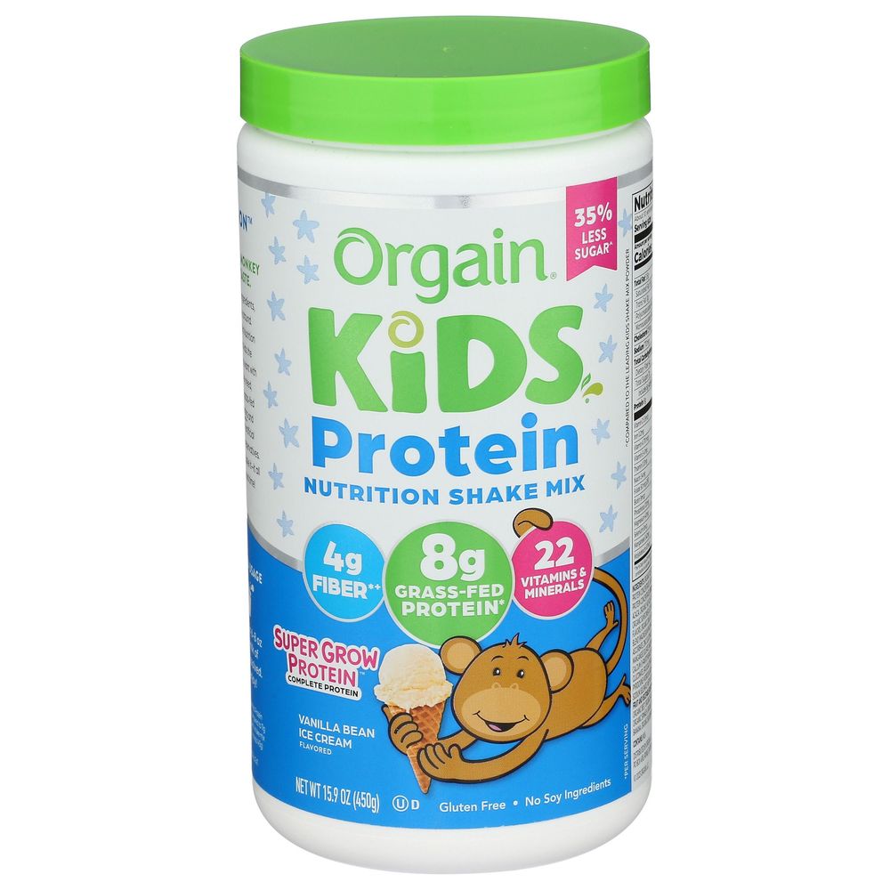 Orgain Kids Protein Nutrition Shake Mix - Vanilla Bean Ice Cream, 15.9 ...
