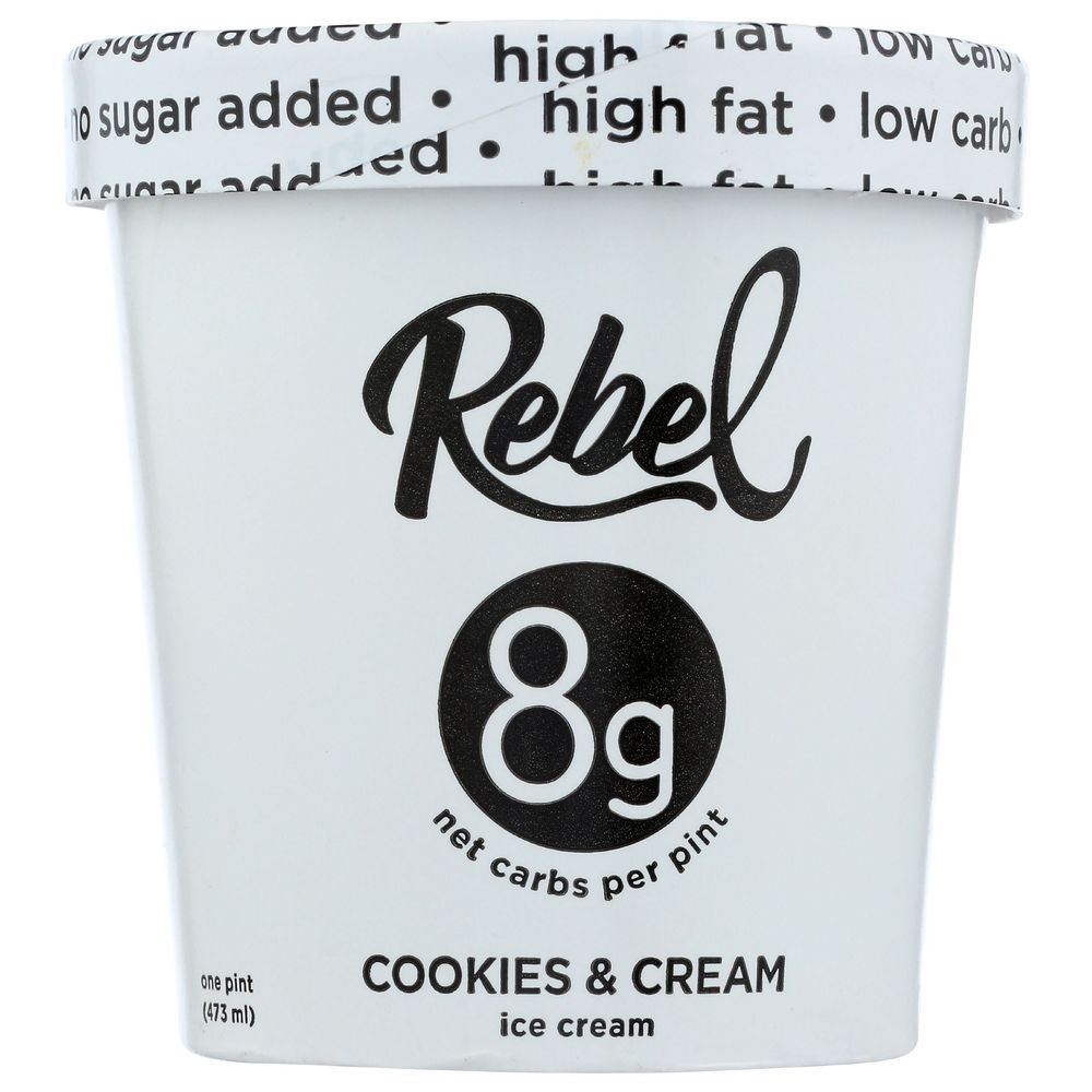 Rebel Cookies and Cream Ice Cream, 1 Pint -- 8 per case ...
