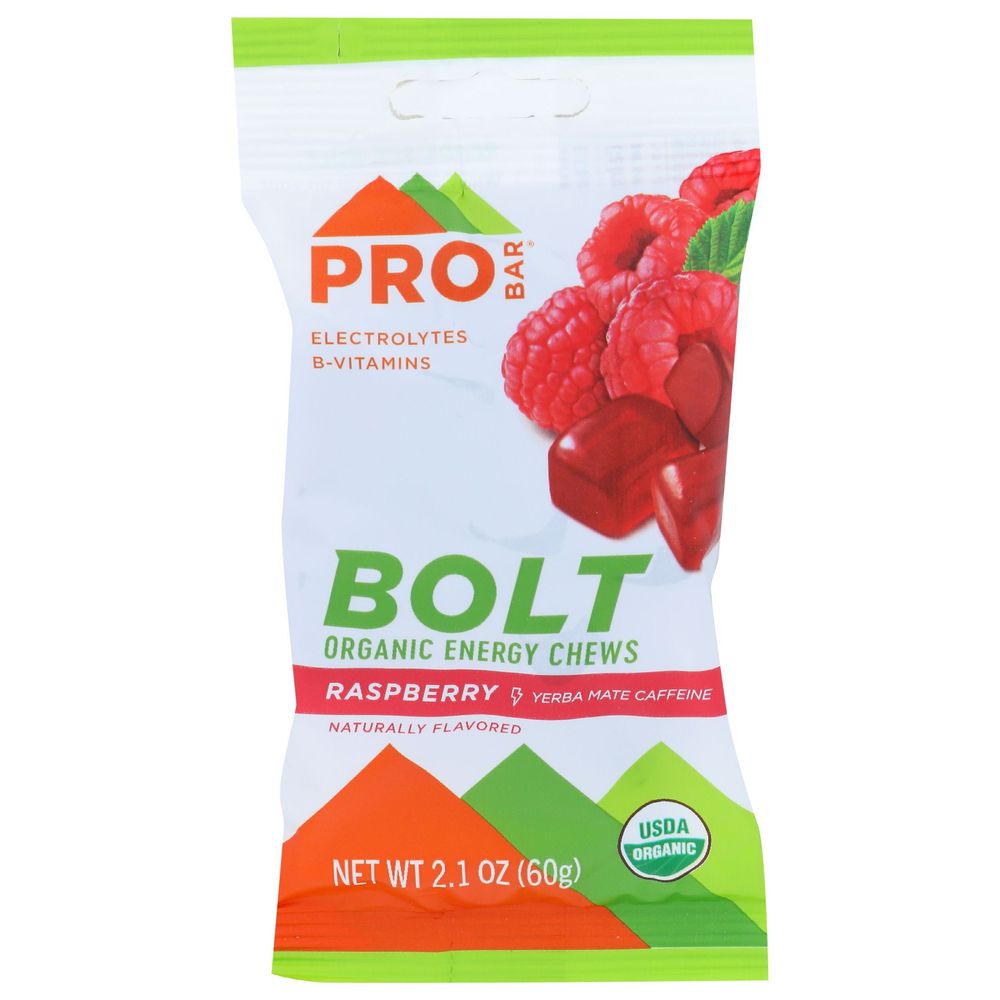 Probar Bolt Organic Raspberry Energy Chews, 2.1 Ounce -- 12 per case