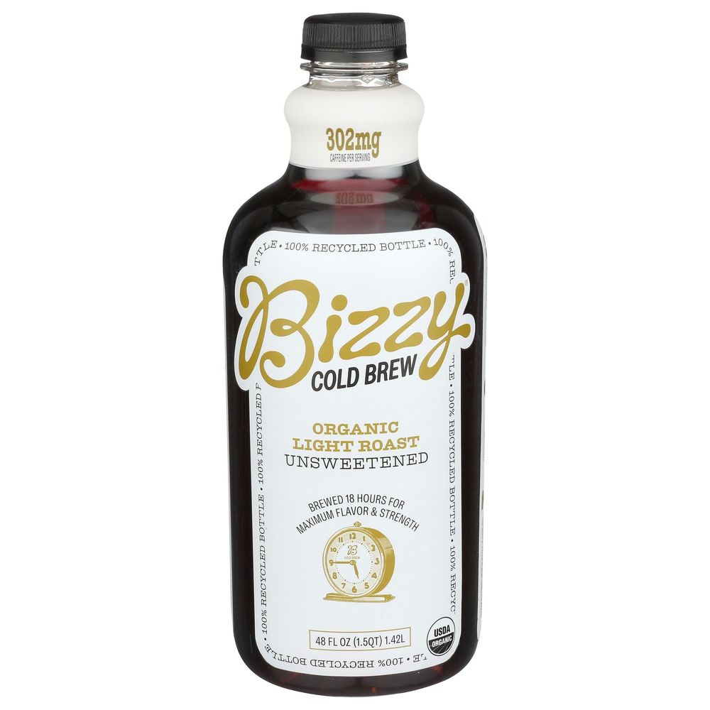 Bizzy Organic Light Roast Unsweetened Cold Brew Coffee, 48 Fluid Ounce ...