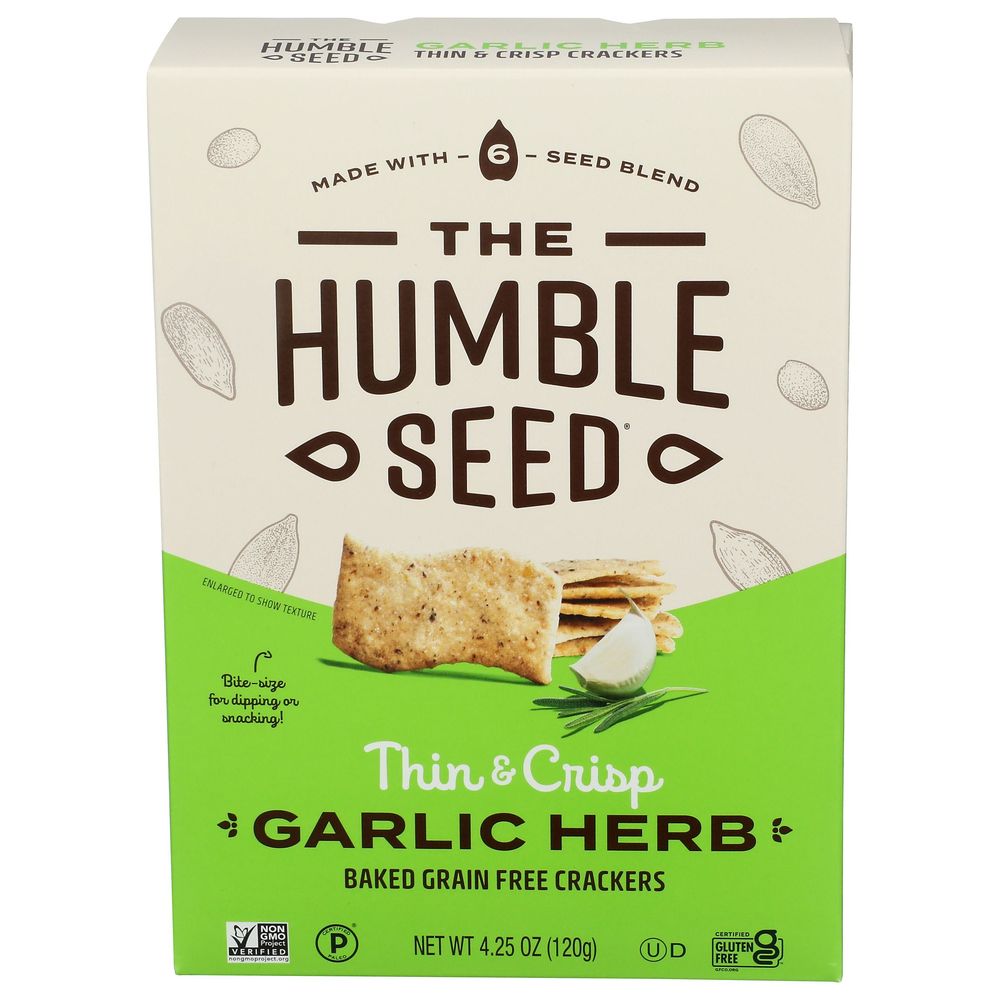 The Humble Seed Thin and Crisp Garlic Herb Crackers, 4.25 Ounce -- 6 ...