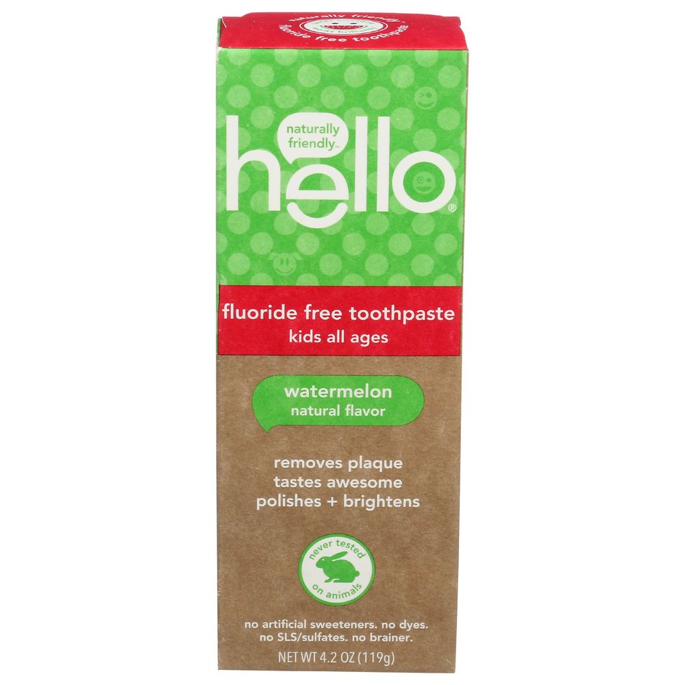 Hello Natural Watermelon Fluoride Free Toothpaste for Kids, 4.2 Ounce ...