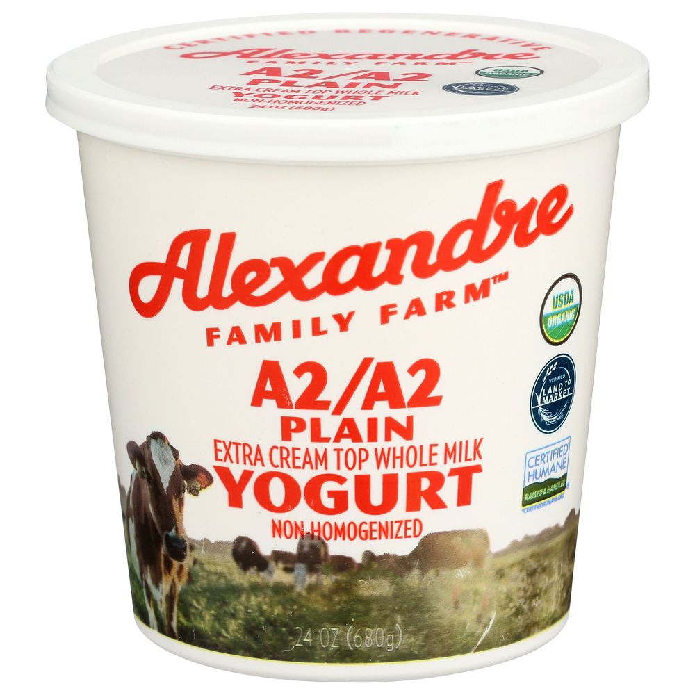 Alexandre Family Farm Organic A2 A2 Plain Extra Cream Top Whole Milk