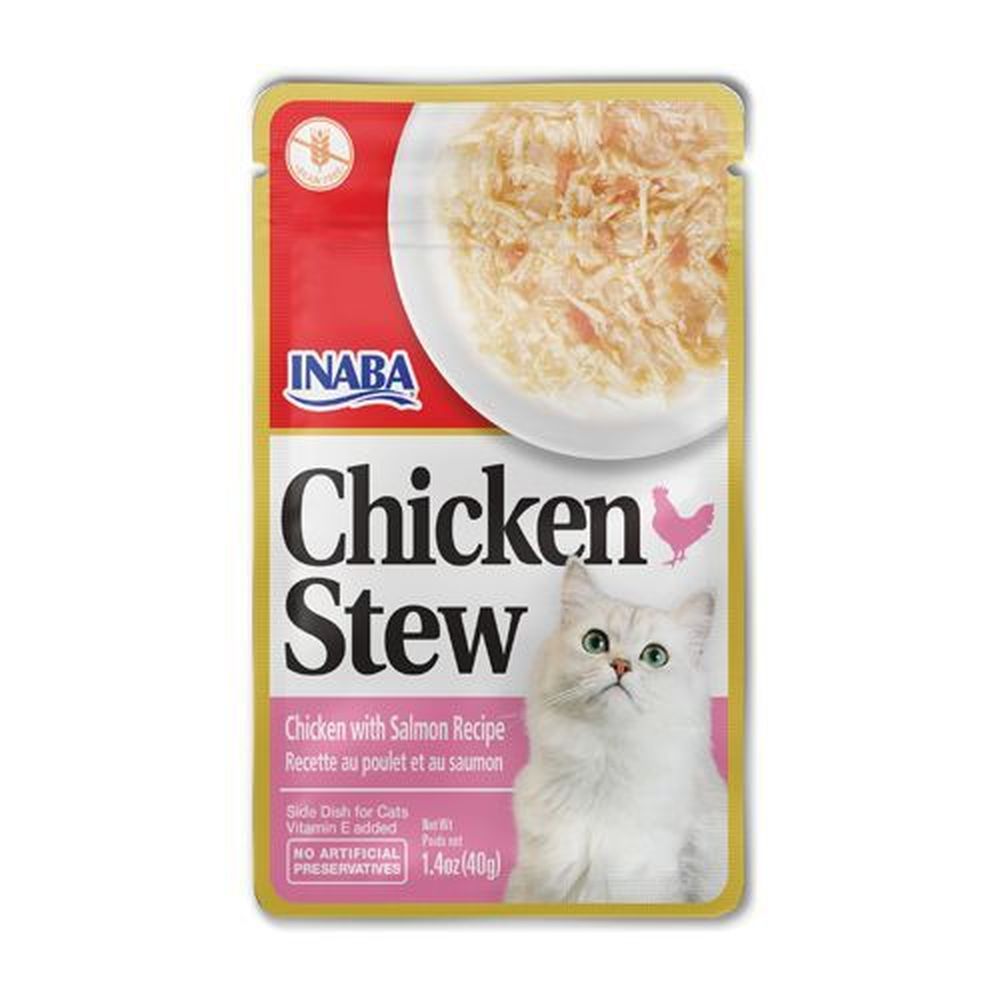 Inaba Chicken Stew with Chicken and Salmon Recipe Cat Food, 1.4 Ounce ...