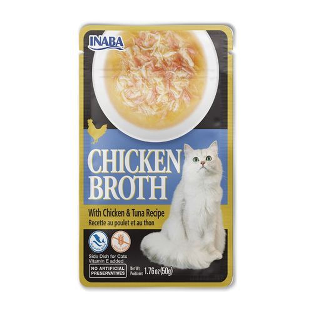 Inaba Chicken Broth with Chicken and Tuna Recipe Cat Food, 1.76 Ounce ...