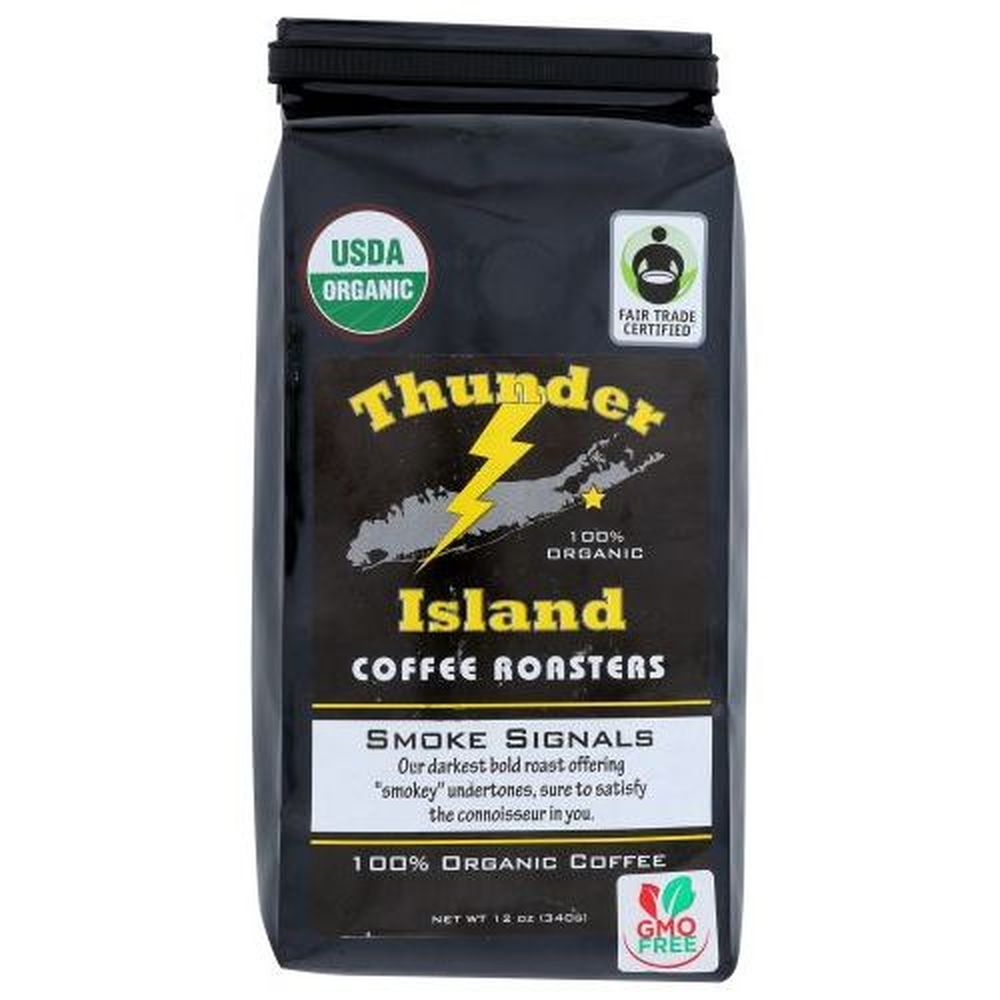 Thunder Island Coffee Roasters Organic Smoke Signals Whole Bean Coffee, 12 Ounce -- 6 per case