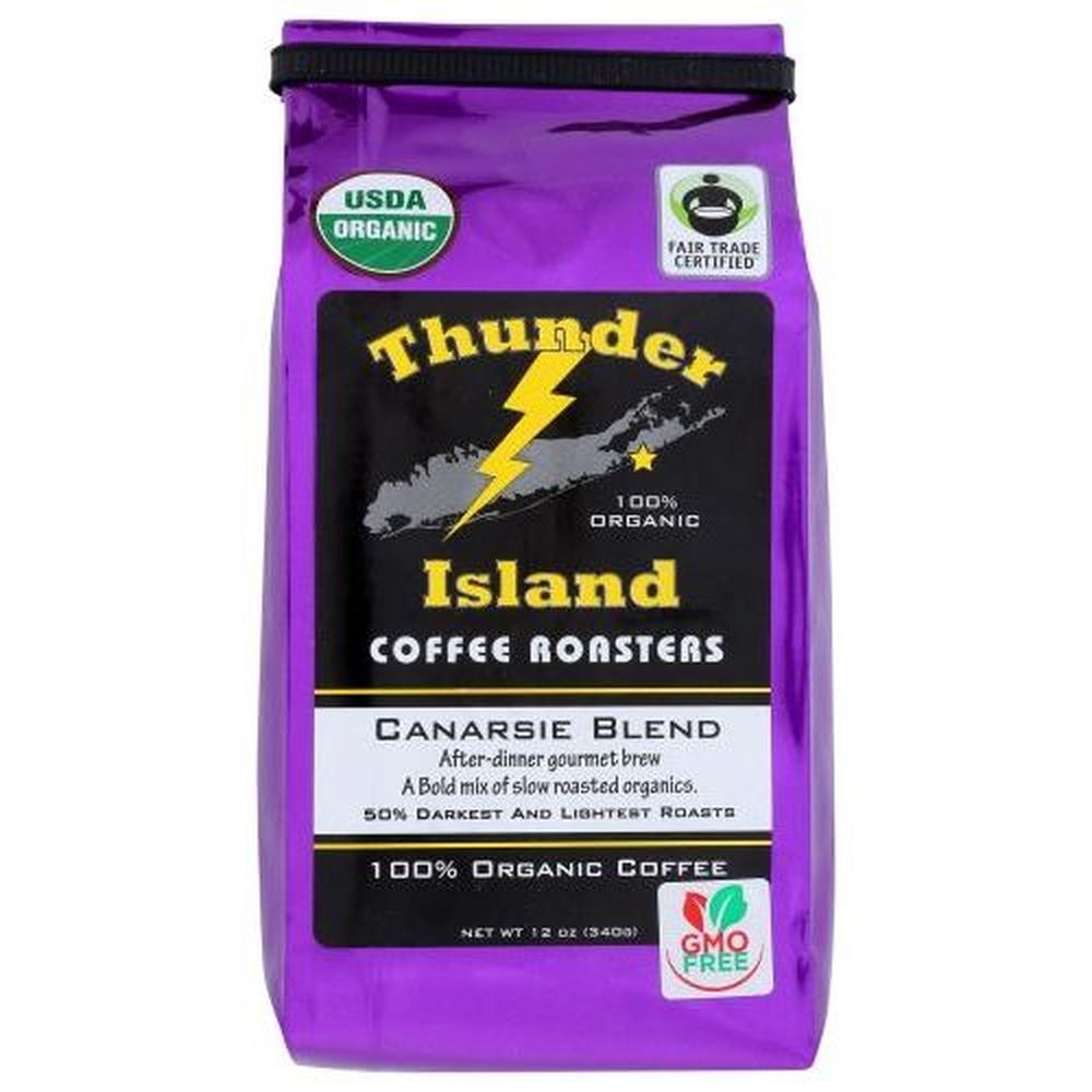 Thunder Island Coffee Roasters Organic Canarsie Blend Whole Bean Coffee, 12 Ounce -- 6 per case