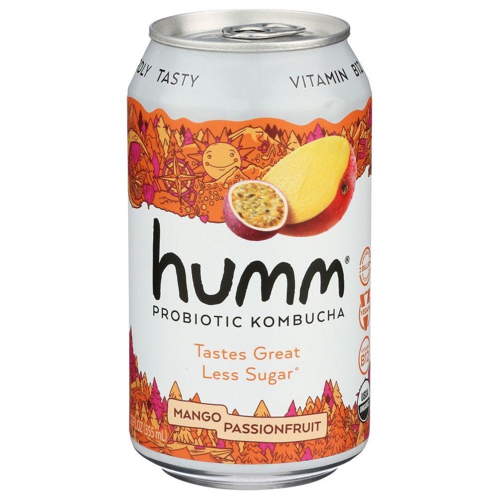 Humm Mango Passionfruit Probiotic Kombucha, 12 Fluid Ounce -- 6 per ...