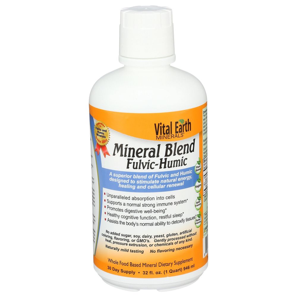 Vital Earth Minerals Fulvic Humic Mineral Blend Liquid, 32 Ounce