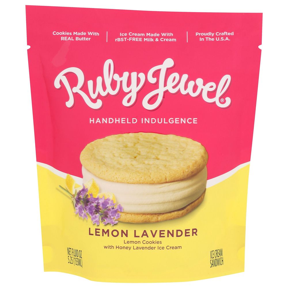 Ruby Jewel Lemon Lavender Ice Cream Sandwiches, 5.25 Ounce -- 10 per case