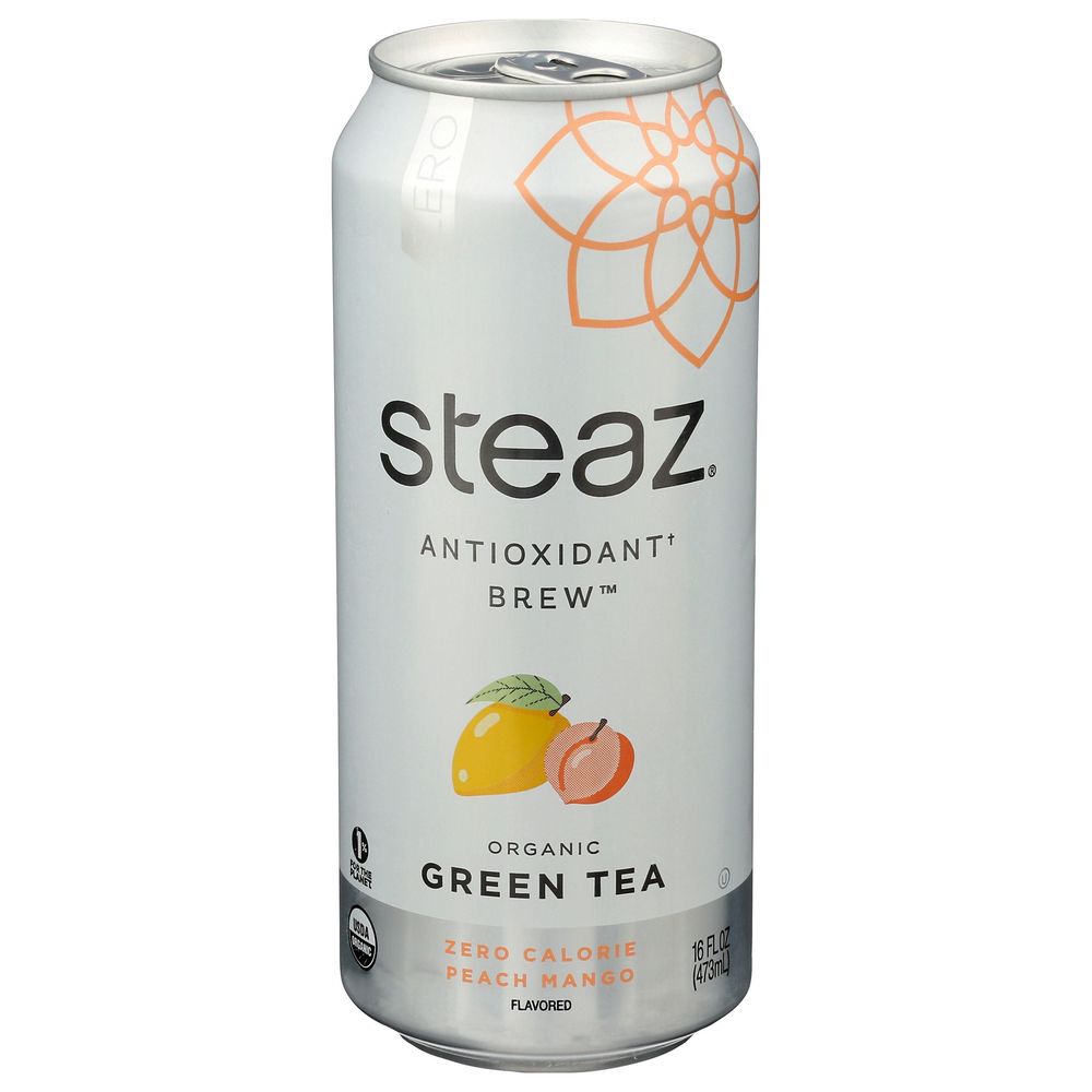 Steaz Antioxidant Brew Organic Zero Calorie Peach Mango Iced Green Tea ...