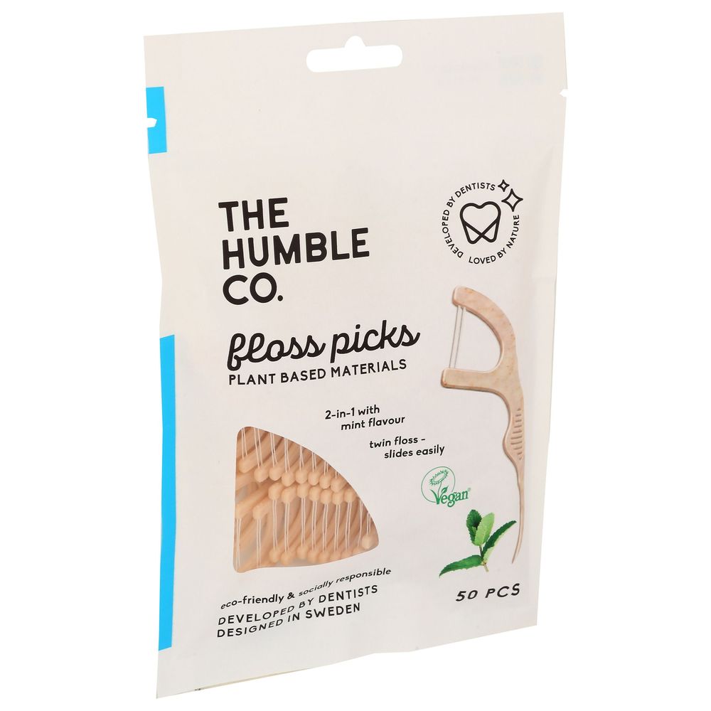 The Humble Co Eco Friendly 2 in 1 Mint Flavor Floss Picks, 50 count ...