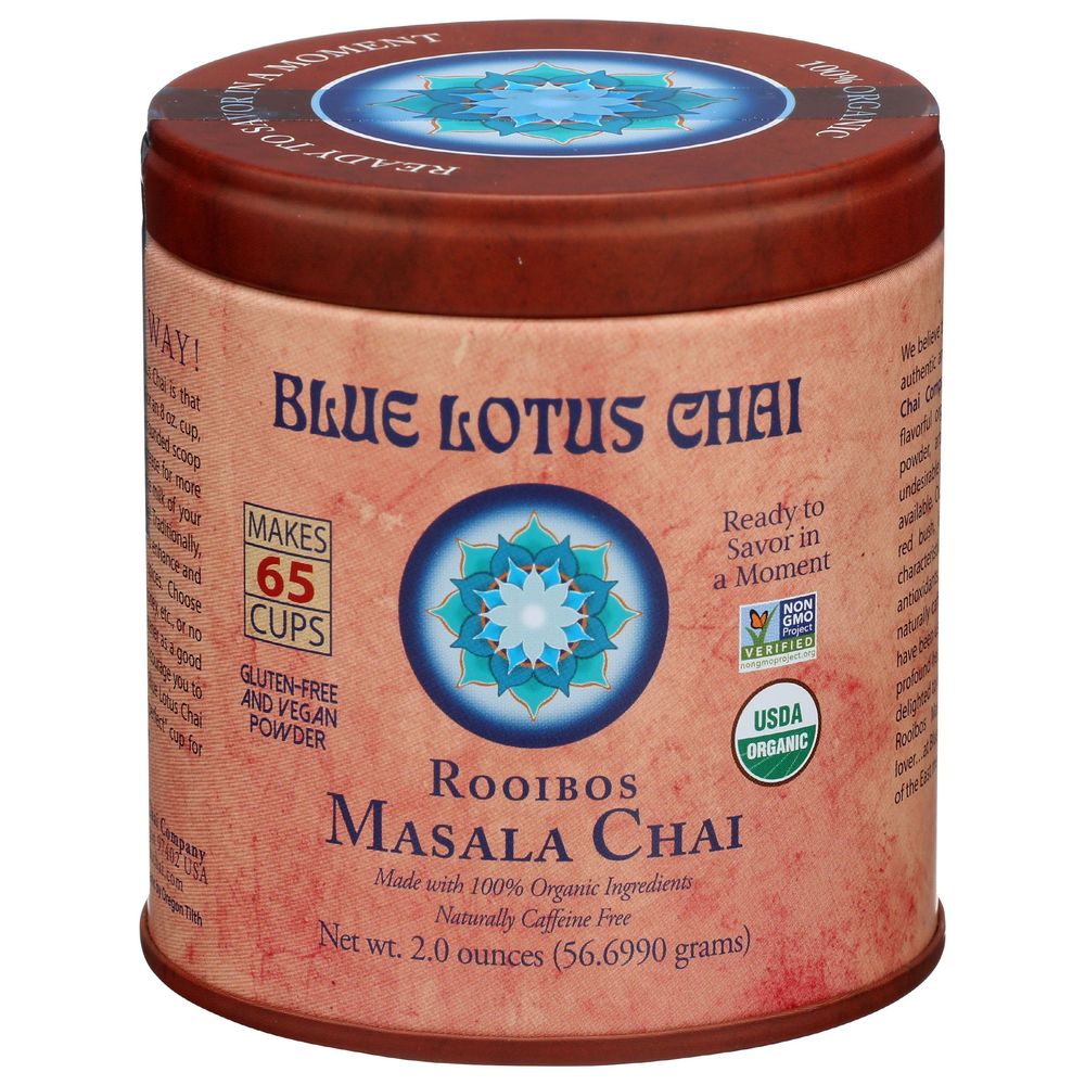 Blue Lotus Chai Organic Rooibos Masala Chai Powder, 2 Ounce -- 6 per case