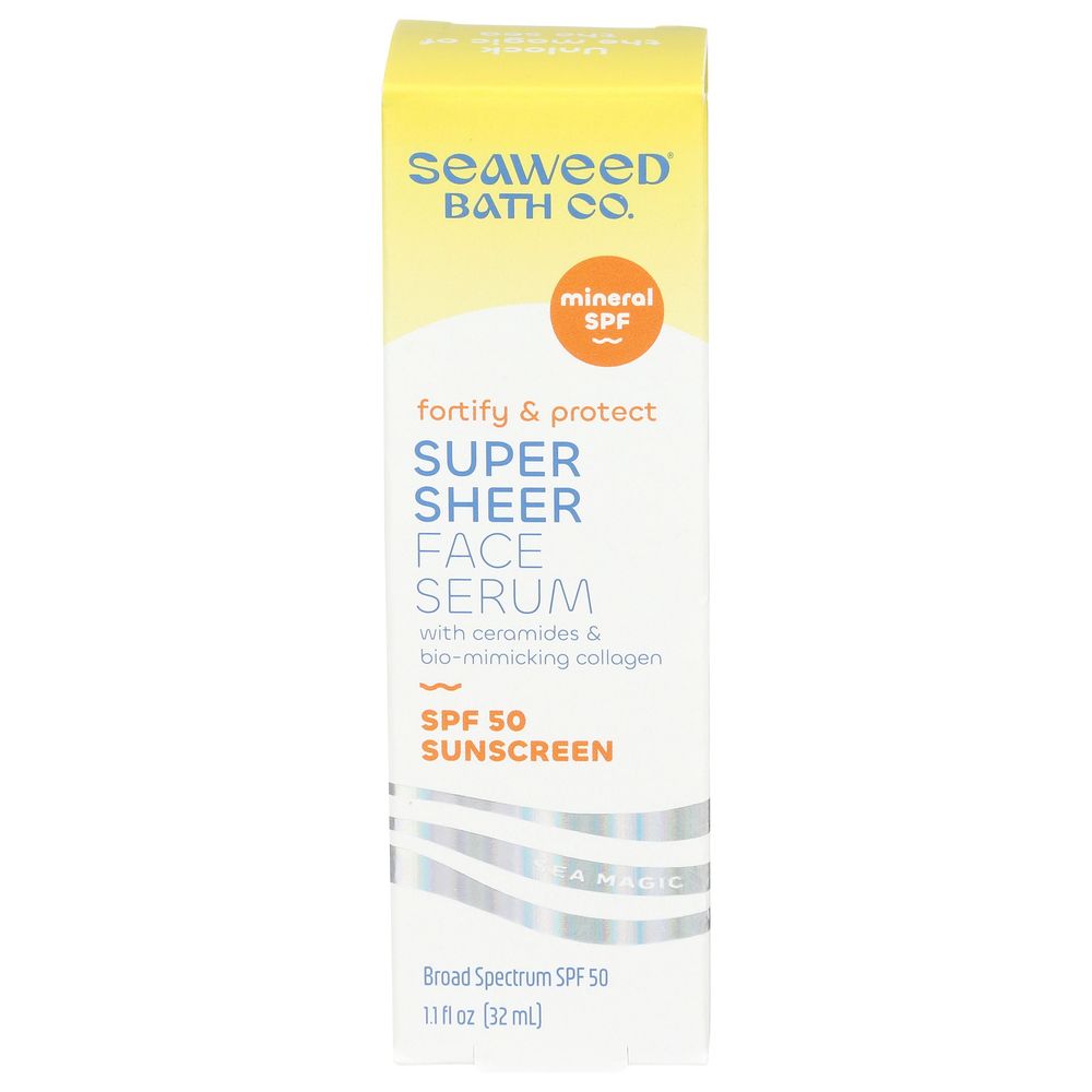 Seaweed Super Sheer SPF 50 Face Serum Sunscreen, 1.1 Fluid Ounce