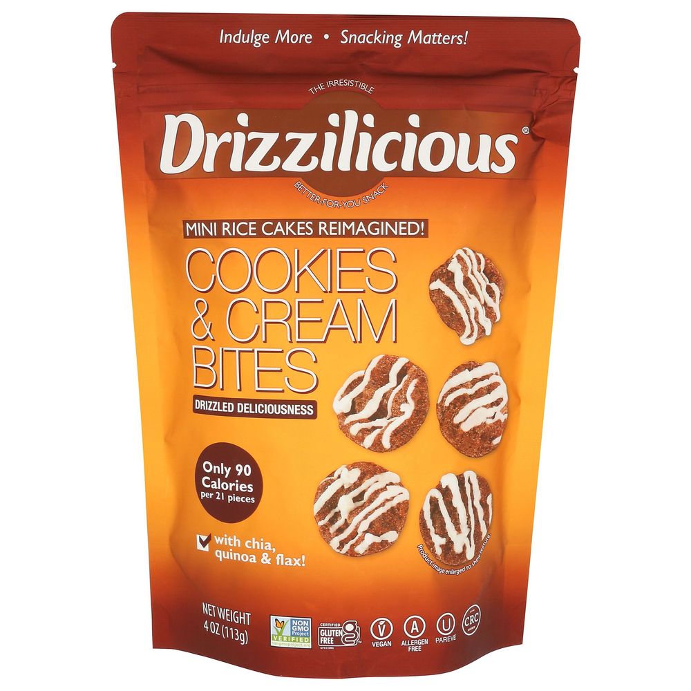 Drizzilicious Cookies and Cream Mini Rice Cakes Bites, 4 Ounce -- 12 ...