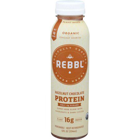 Rebbl Organic Plant Protein Hazelnut Chocolate Super Herb Elixir, 12 ...