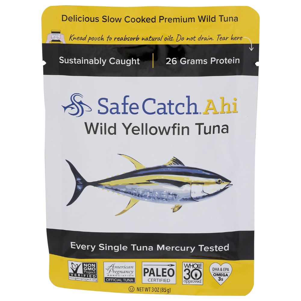 Safe Catch Ahi Wild Yellowfin Tuna, 3 Ounce Pouch -- 12 per case