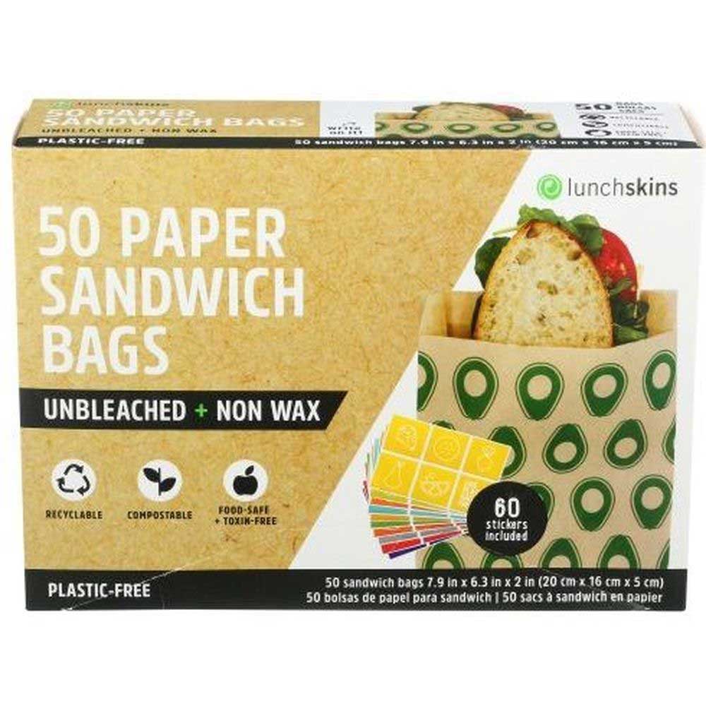 Lunchskins Avocado Paper Sandwich Bags - 50 Count per pack -- 12 packs ...