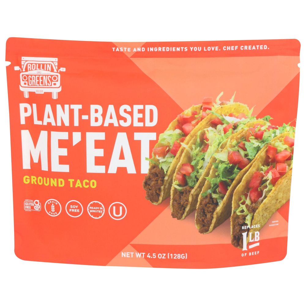 Rollingreens Ground Taco Plant Based Meat, 4.5 Ounce -- 12 per case