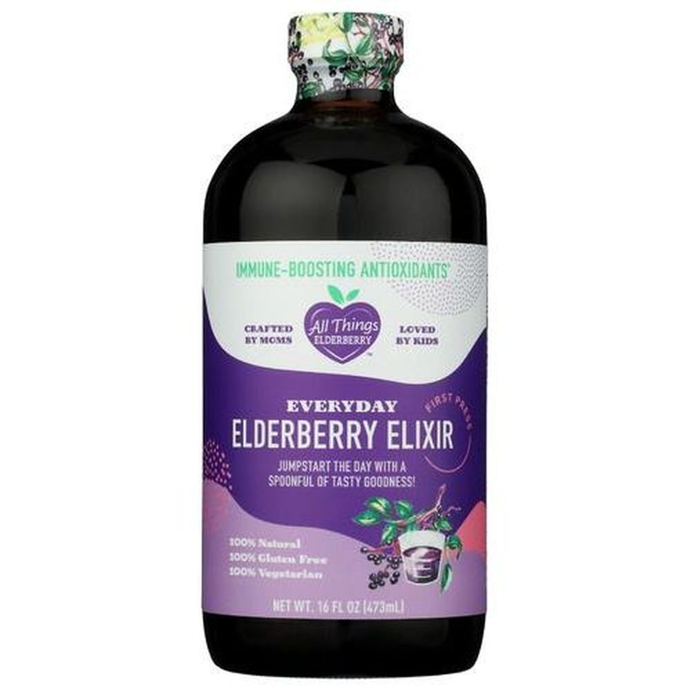 All Things Elderberry Everyday Elderberry Elixir, 16 Fluid Ounce