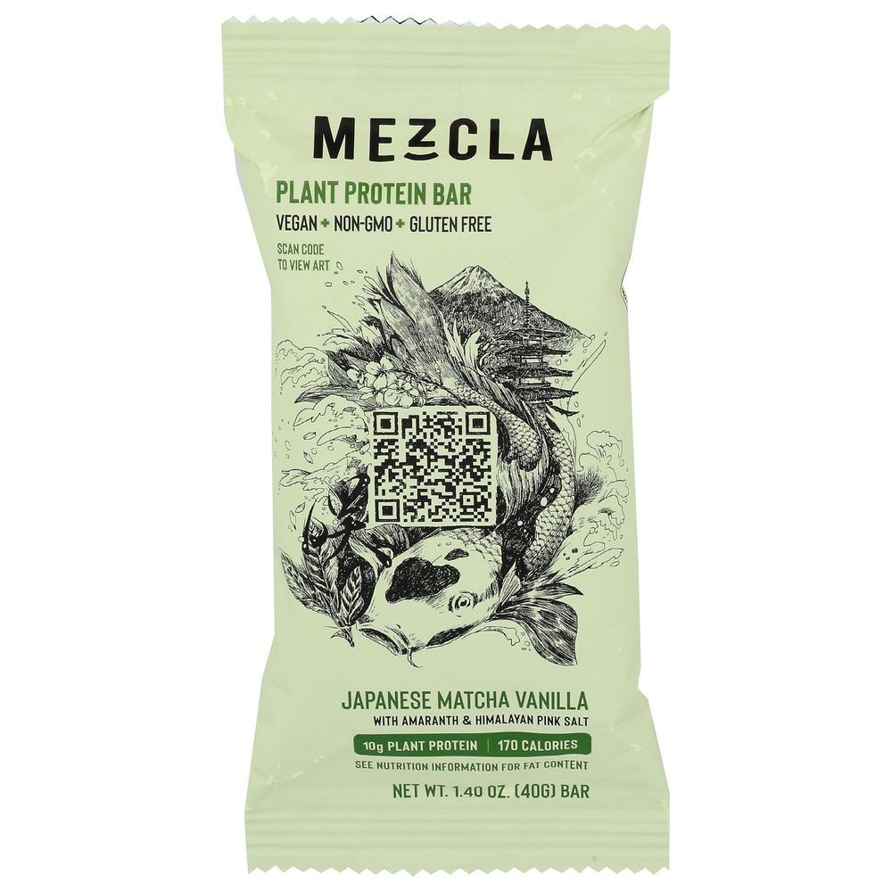 Mezcla Japanese Matcha Vanilla Protein Bar, 1.4 Ounce -- 12 per case