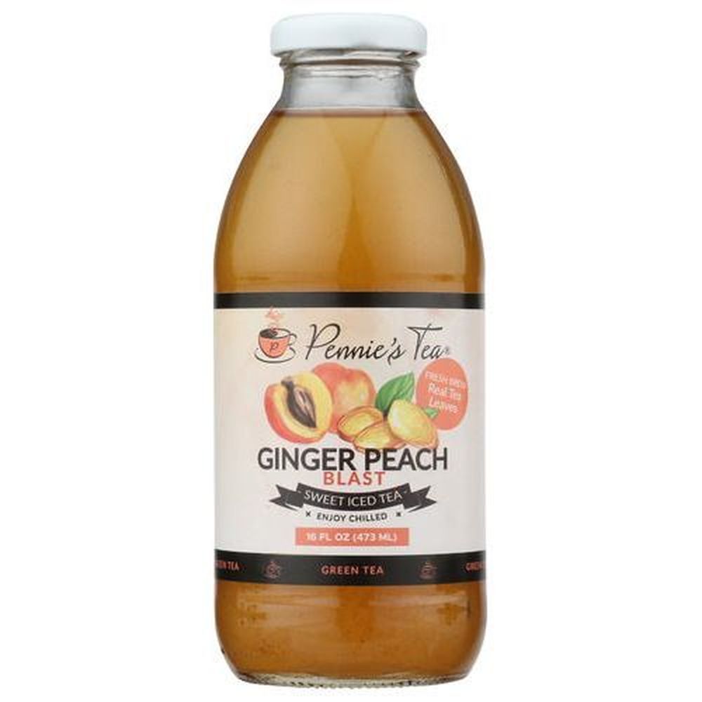 Pennies Tea Ginger Peach Blast Sweet Iced Green Tea, 16 Fluid Ounce ...