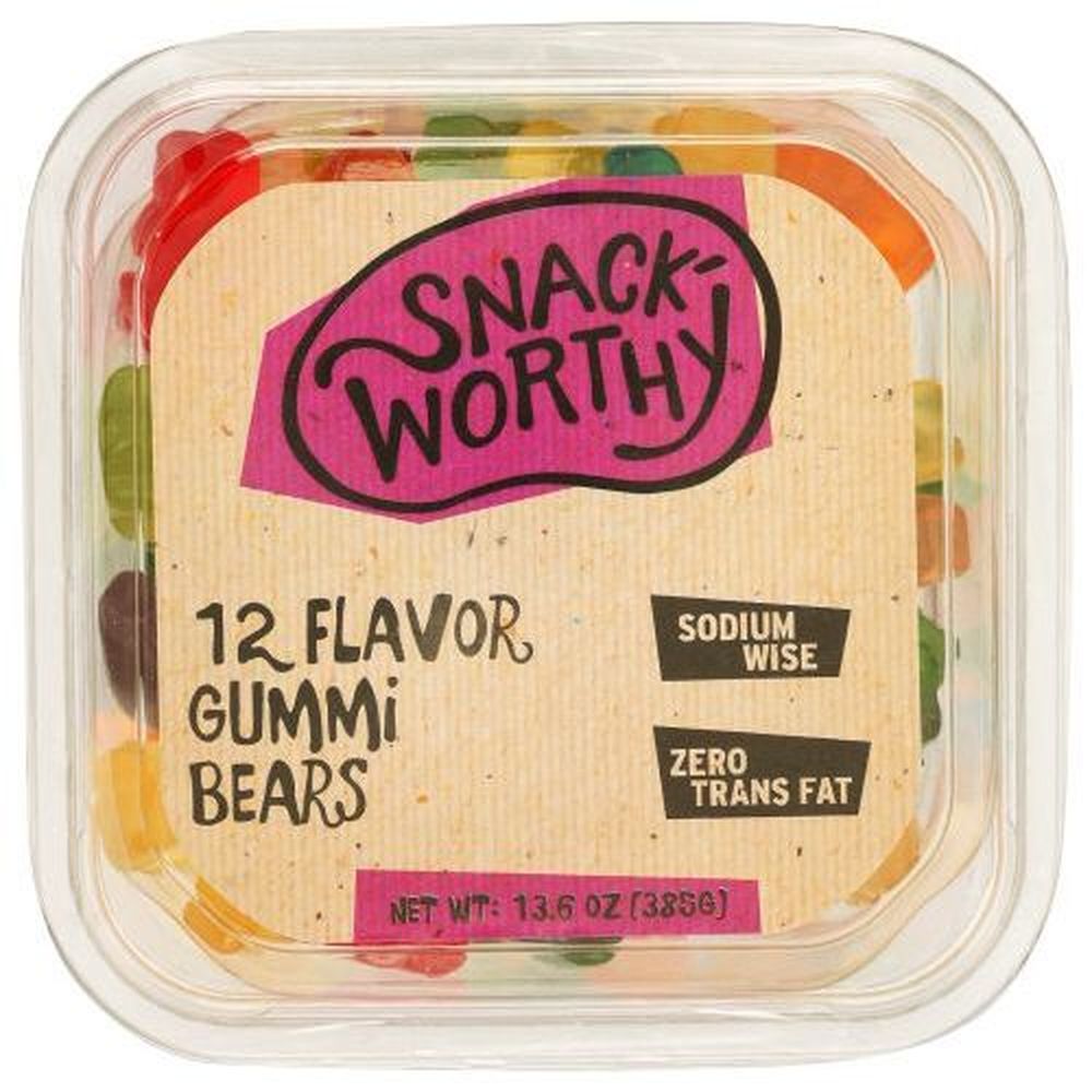 Snackworthy 12 Flavor Gummi Bear Candy, 13.6 Ounce -- 12 per case